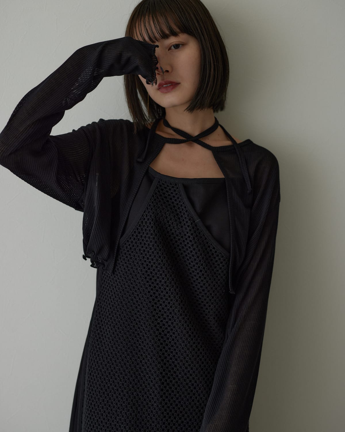 neck string cardigan